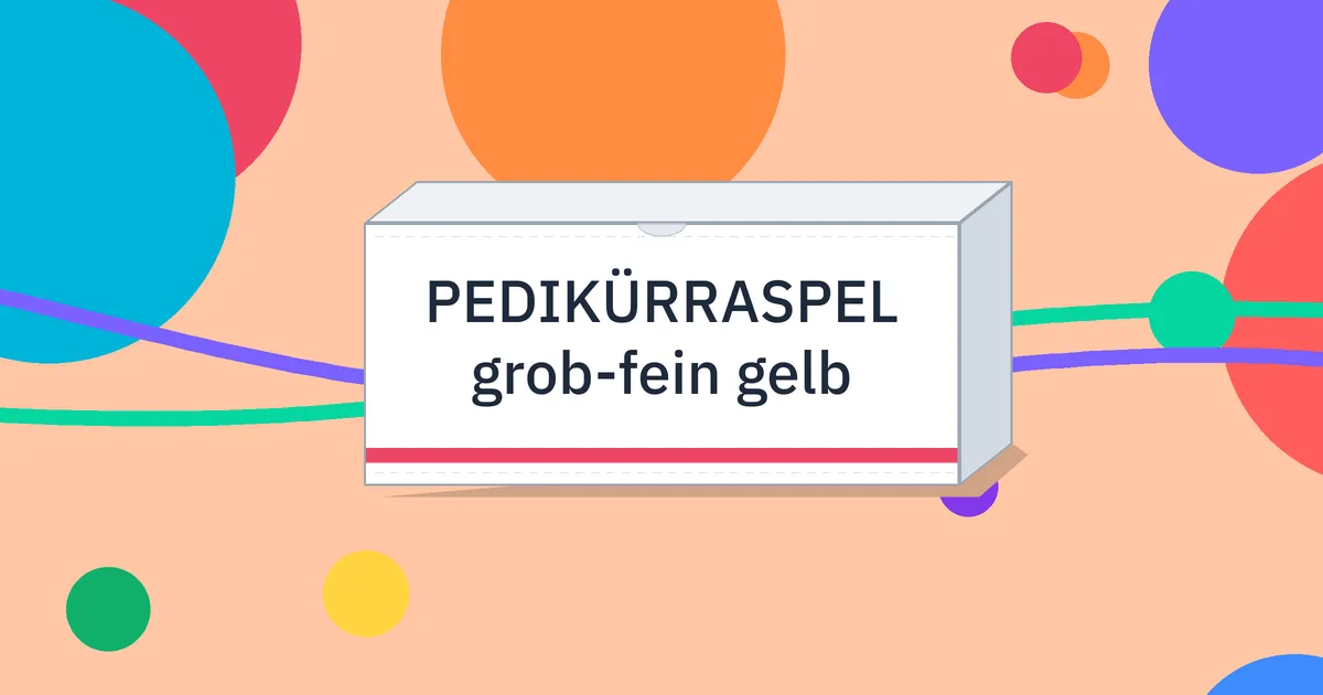 Symbolbild: Packung mit der Aufschrift PEDIKÜRRASPEL grob-fein gelb (PZN 01523036) – Verfügbarkeit und Bezug in Apotheken in Frankfurt am Main
