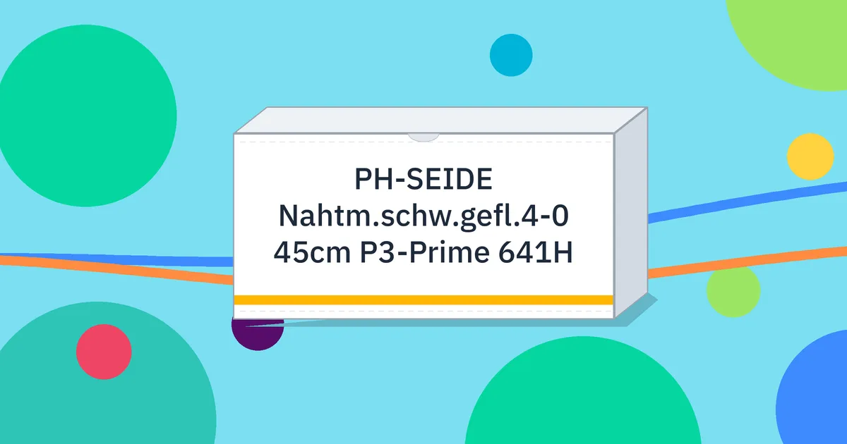 Symbolbild: Packung mit der Aufschrift PH-SEIDE Nahtm.schw.gefl.4-0 45cm P3-Prime 641H (PZN 16039010) – Verfügbarkeit und Bezug in Apotheken in Frankfurt am Main