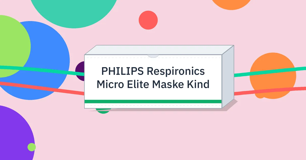 Symbolbild: Packung mit der Aufschrift PHILIPS Respironics Micro Elite Maske Kind (PZN 01292335) – Verfügbarkeit und Bezug in Apotheken in Frankfurt am Main