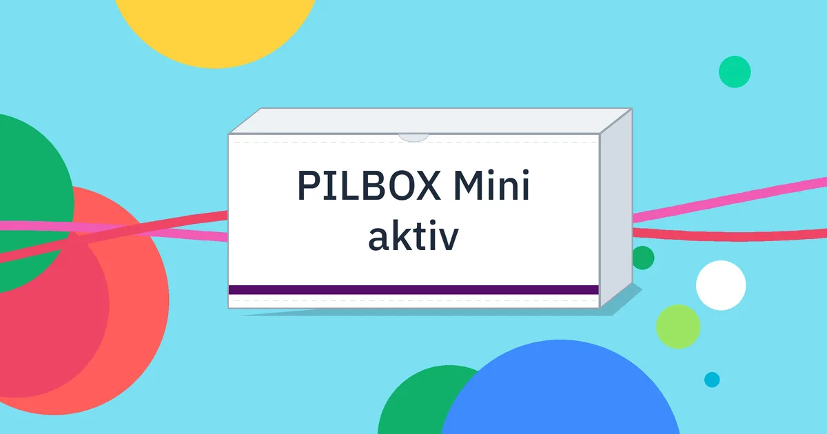 Symbolbild: Packung mit der Aufschrift PILBOX Mini aktiv (PZN 08877062) – Verfügbarkeit und Bezug in Apotheken in Frankfurt am Main