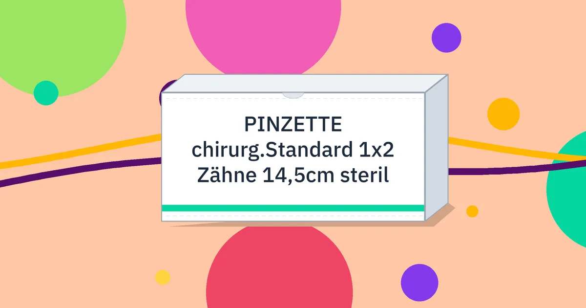 Symbolbild: Packung mit der Aufschrift PINZETTE chirurg.Standard 1x2 Zähne 14,5cm steril (PZN 19978398) – Verfügbarkeit und Bezug in Apotheken in Frankfurt am Main