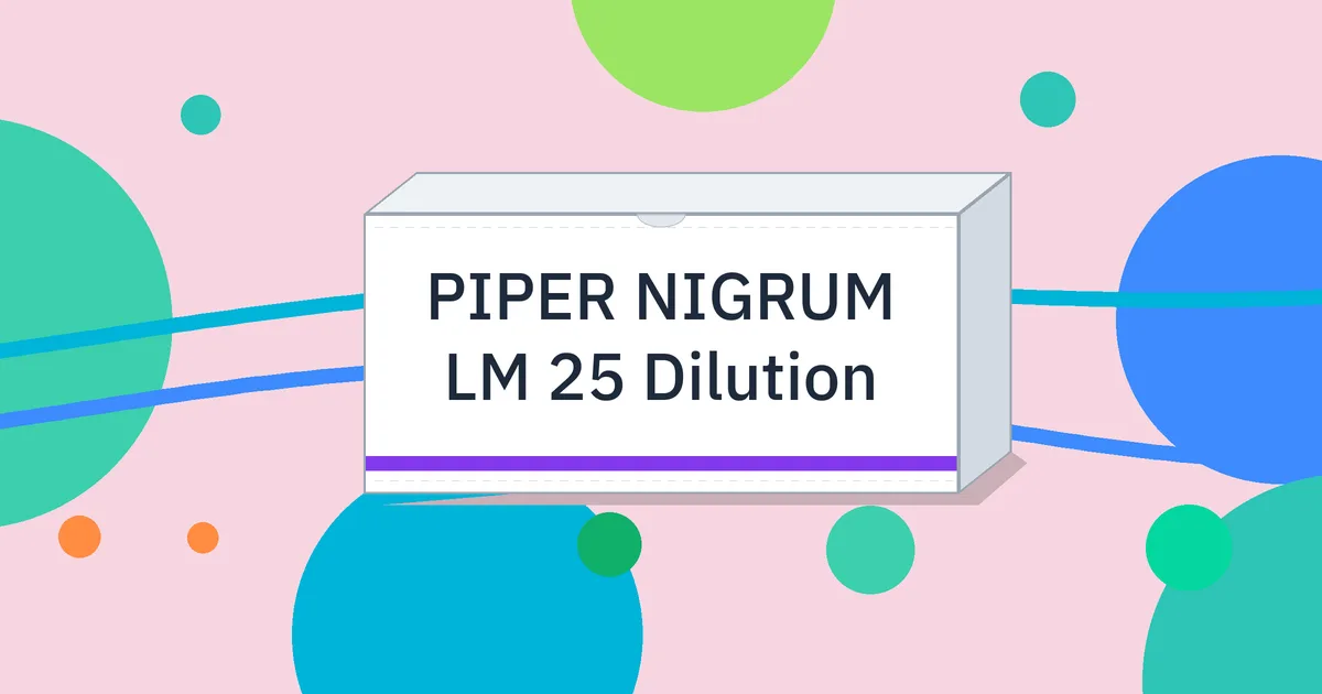 Symbolbild: Packung mit der Aufschrift PIPER NIGRUM LM 25 Dilution (PZN 13644986) – Verfügbarkeit und Bezug in Apotheken in Frankfurt am Main