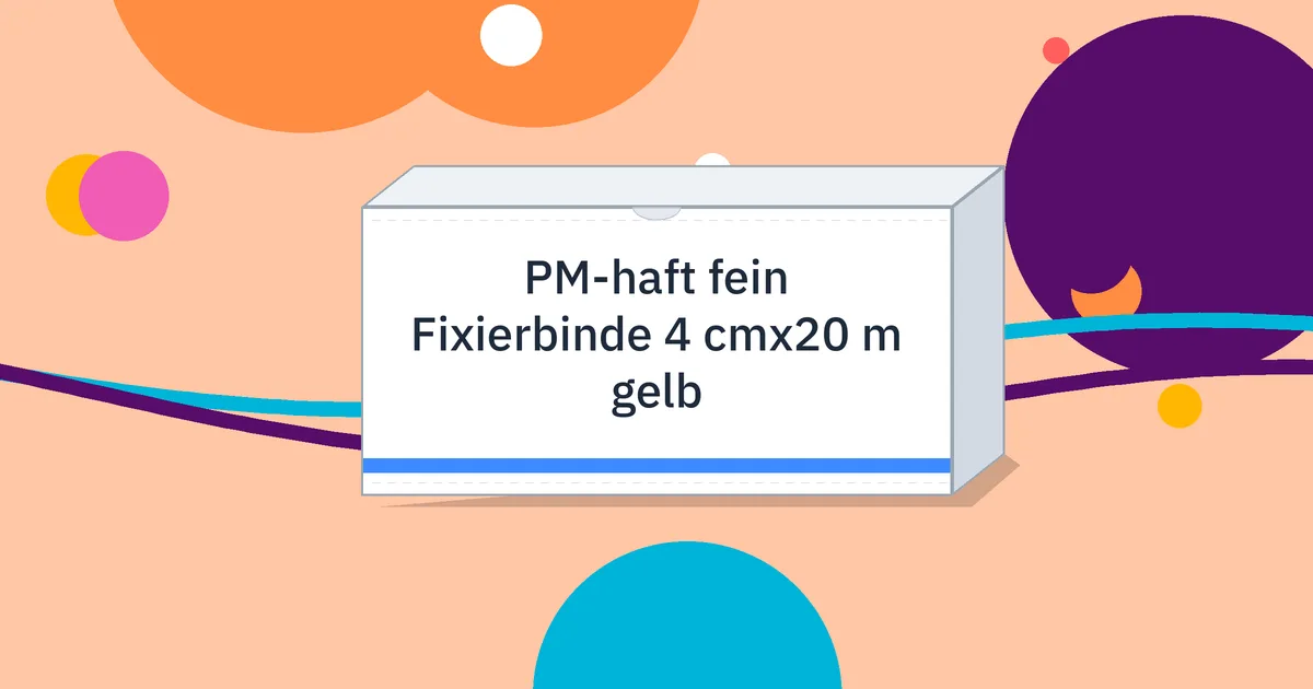 Symbolbild: Packung mit der Aufschrift PM-haft fein Fixierbinde 4 cmx20 m gelb (PZN 18846335) – Verfügbarkeit und Bezug in Apotheken in Frankfurt am Main