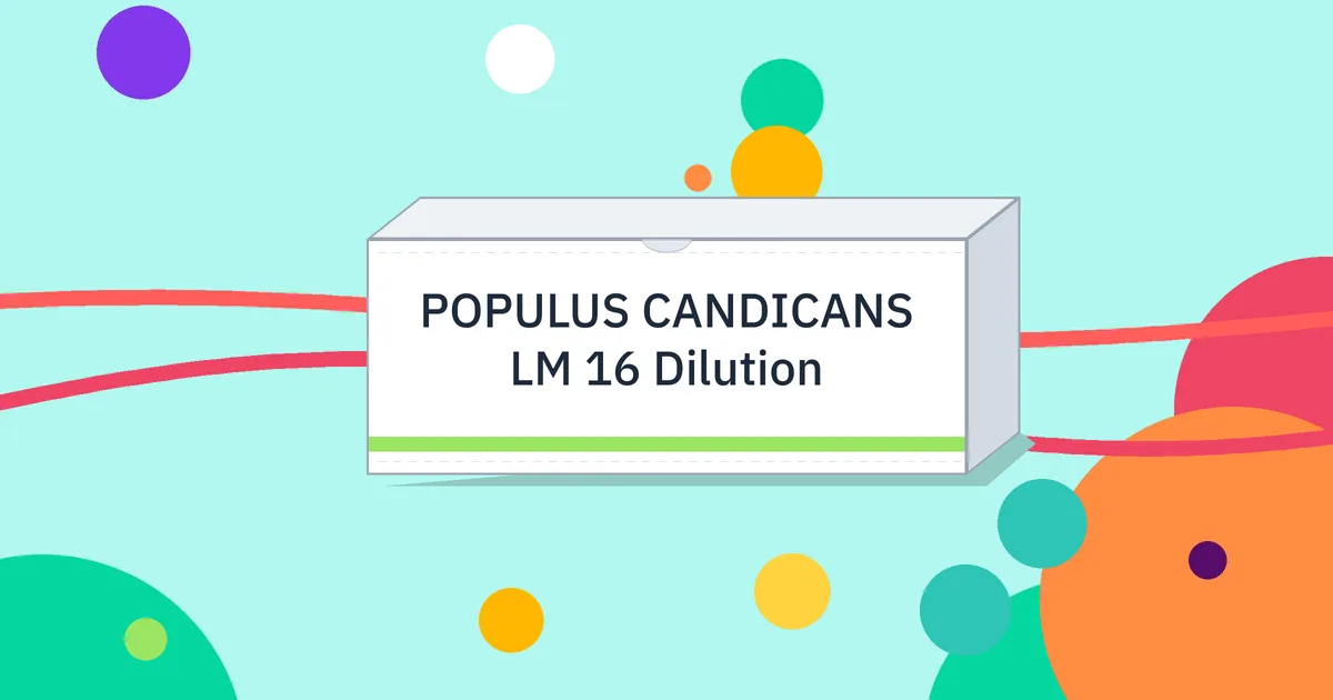 Symbolbild: Packung mit der Aufschrift POPULUS CANDICANS LM 16 Dilution (PZN 13664322) – Verfügbarkeit und Bezug in Apotheken in Frankfurt am Main