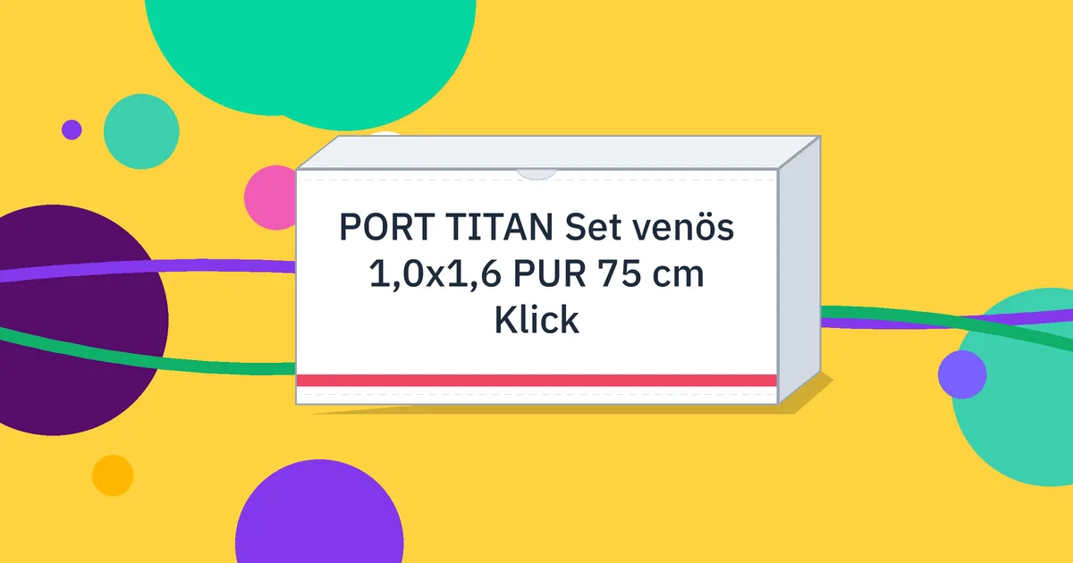 Symbolbild: Packung mit der Aufschrift PORT TITAN Set venös 1,0x1,6 PUR 75 cm Klick (PZN 03177638) – Verfügbarkeit und Bezug in Apotheken in Frankfurt am Main