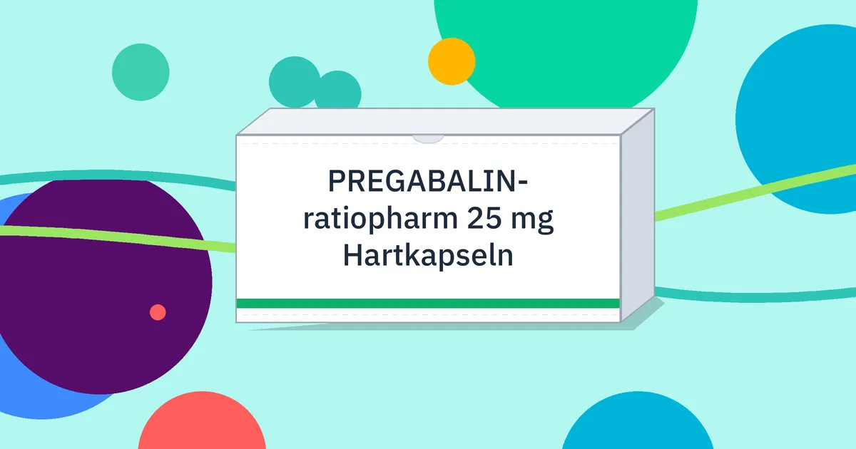 Symbolbild: Packung mit der Aufschrift PREGABALIN-ratiopharm 25 mg Hartkapseln (PZN 10328782) – Verfügbarkeit und Bezug in Apotheken in Frankfurt am Main