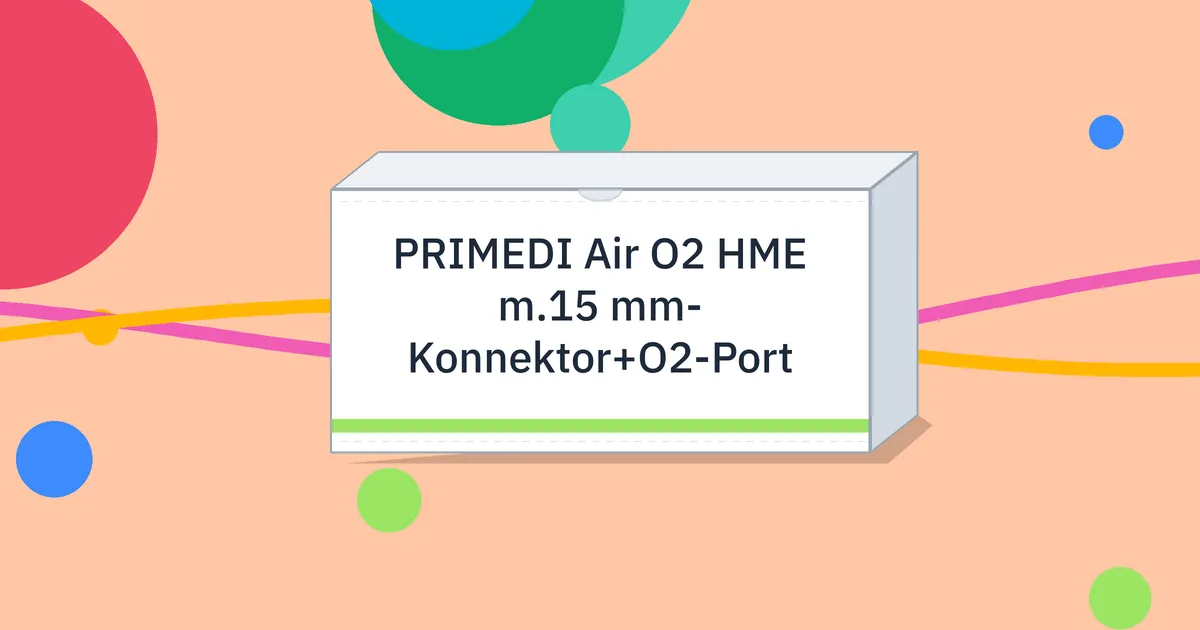 Symbolbild: Packung mit der Aufschrift PRIMEDI Air O2 HME m.15 mm-Konnektor+O2-Port (PZN 10814867) – Verfügbarkeit und Bezug in Apotheken in Frankfurt am Main