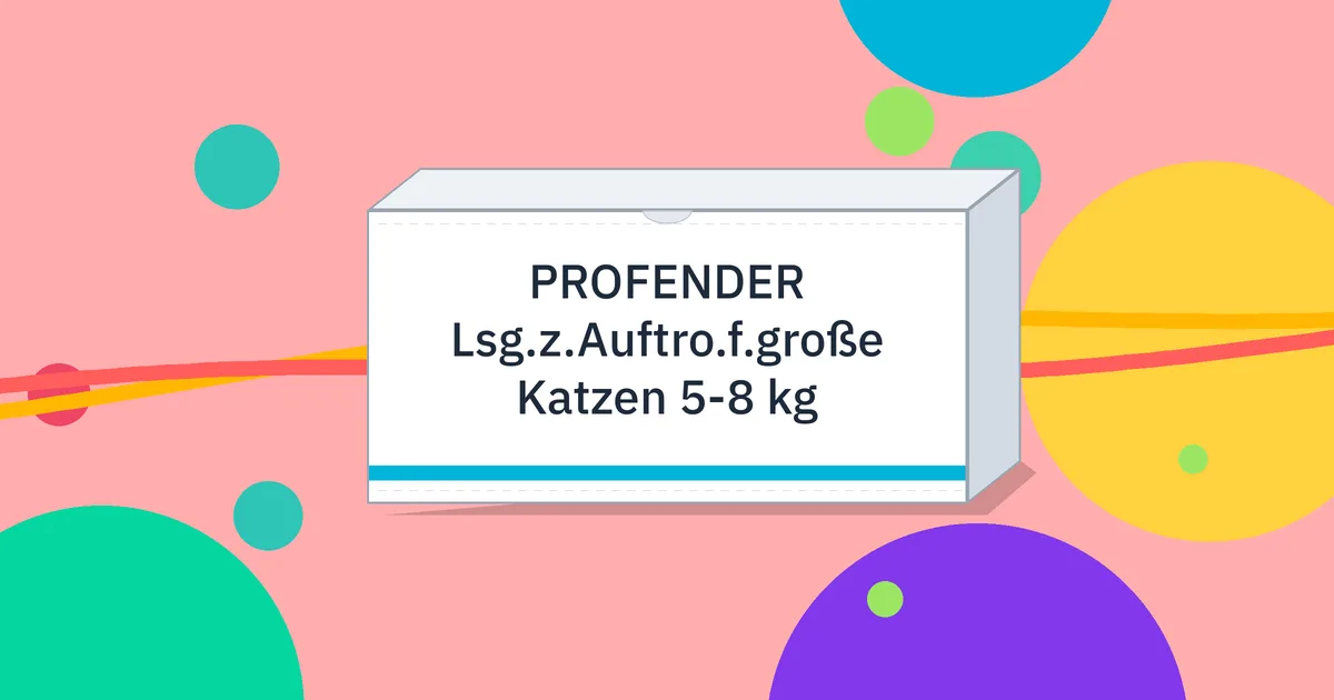 Symbolbild: Packung mit der Aufschrift PROFENDER Lsg.z.Auftro.f.große Katzen 5-8 kg (PZN 04188242) – Verfügbarkeit und Bezug in Apotheken in Frankfurt am Main