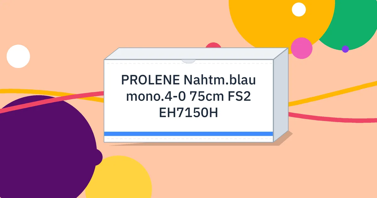 Symbolbild: Packung mit der Aufschrift PROLENE Nahtm.blau mono.4-0 75cm FS2 EH7150H (PZN 14275953) – Verfügbarkeit und Bezug in Apotheken in Frankfurt am Main