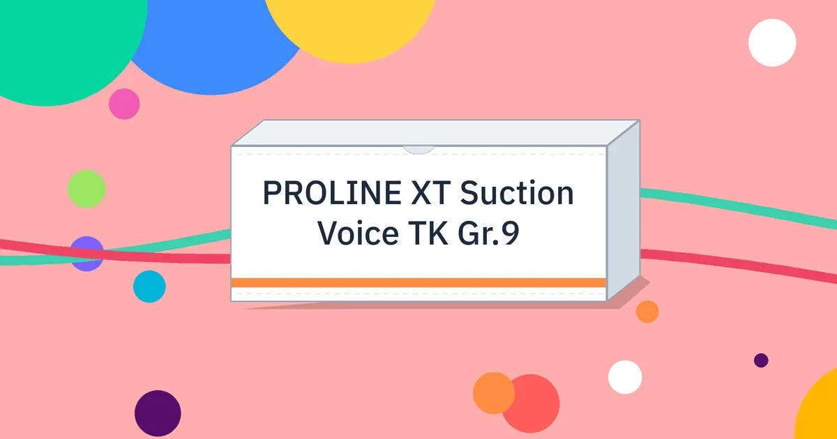 Symbolbild: Packung mit der Aufschrift PROLINE XT Suction Voice TK Gr.9 (PZN 17600106) – Verfügbarkeit und Bezug in Apotheken in Frankfurt am Main