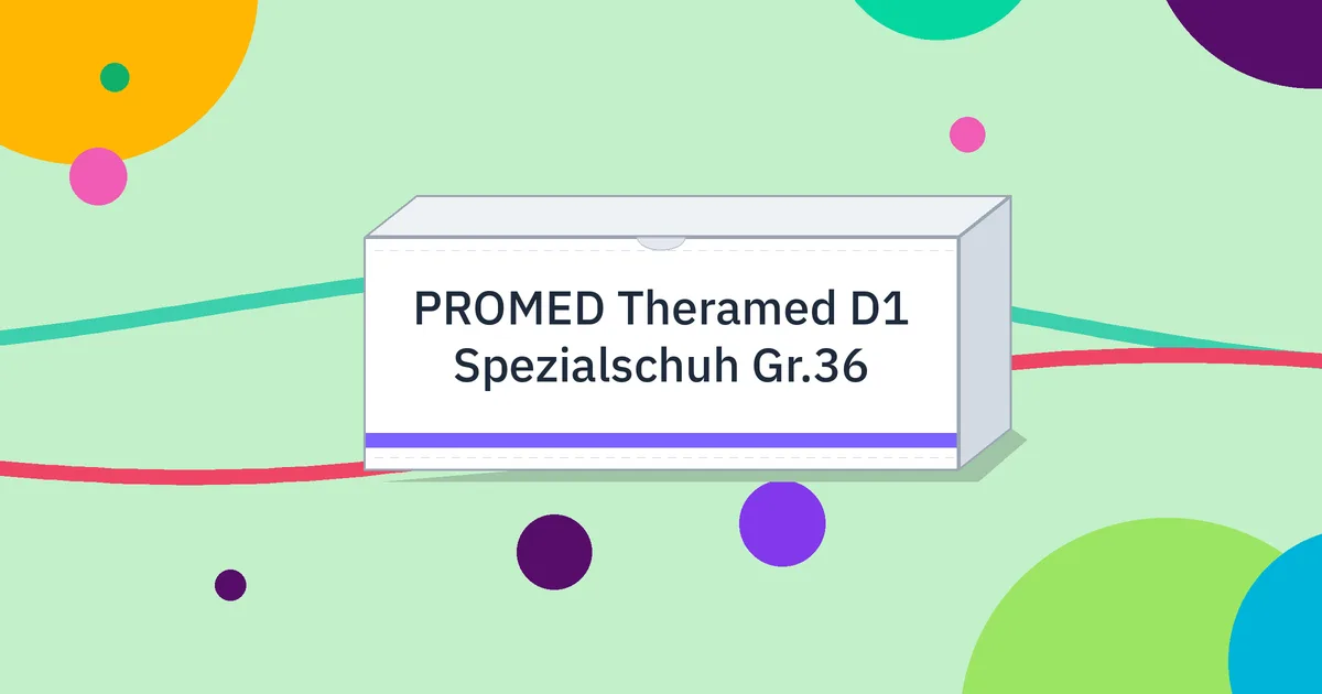Symbolbild: Packung mit der Aufschrift PROMED Theramed D1 Spezialschuh Gr.36 (PZN 05482400) – Verfügbarkeit und Bezug in Apotheken in Frankfurt am Main