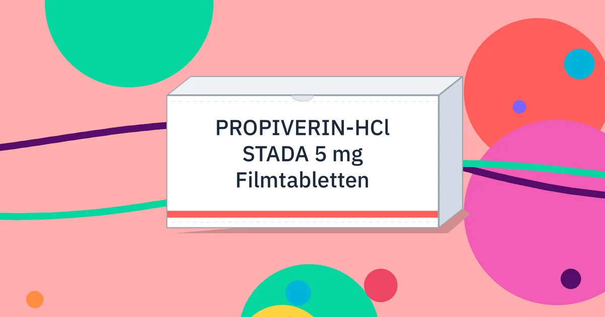 Symbolbild: Packung mit der Aufschrift PROPIVERIN-HCl STADA 5 mg Filmtabletten (PZN 05542303) – Verfügbarkeit und Bezug in Apotheken in Frankfurt am Main