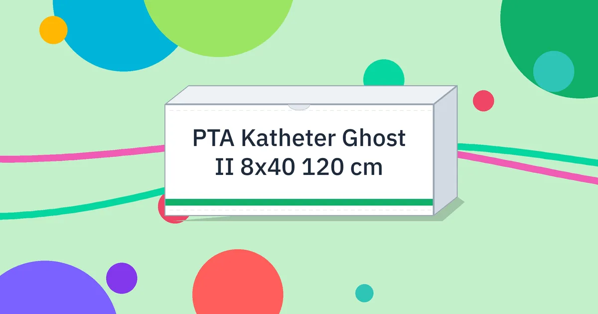 Symbolbild: Packung mit der Aufschrift PTA Katheter Ghost II 8x40 120 cm (PZN 00111053) – Verfügbarkeit und Bezug in Apotheken in Frankfurt am Main