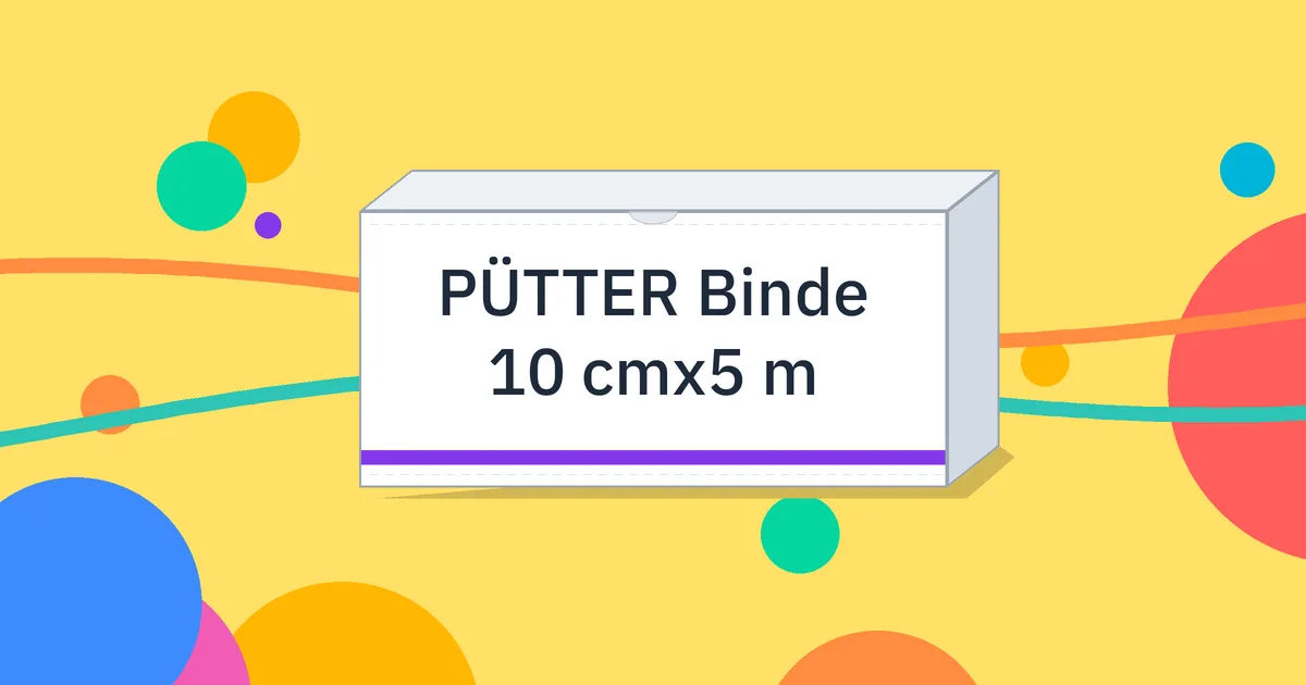 Symbolbild: Packung mit der Aufschrift PÜTTER Binde 10 cmx5 m (PZN 15588855) – Verfügbarkeit und Bezug in Apotheken in Frankfurt am Main