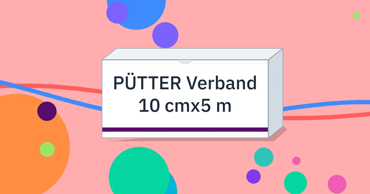 Symbolbild: Packung mit der Aufschrift PÜTTER Verband 10 cmx5 m (PZN 16205402) – Verfügbarkeit und Bezug in Apotheken in Frankfurt am Main