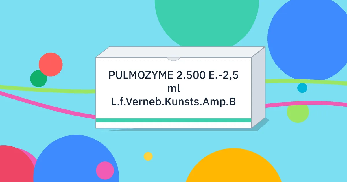 Symbolbild: Packung mit der Aufschrift PULMOZYME 2.500 E.-2,5 ml L.f.Verneb.Kunsts.Amp.B (PZN 11523853) – Verfügbarkeit und Bezug in Apotheken in Frankfurt am Main
