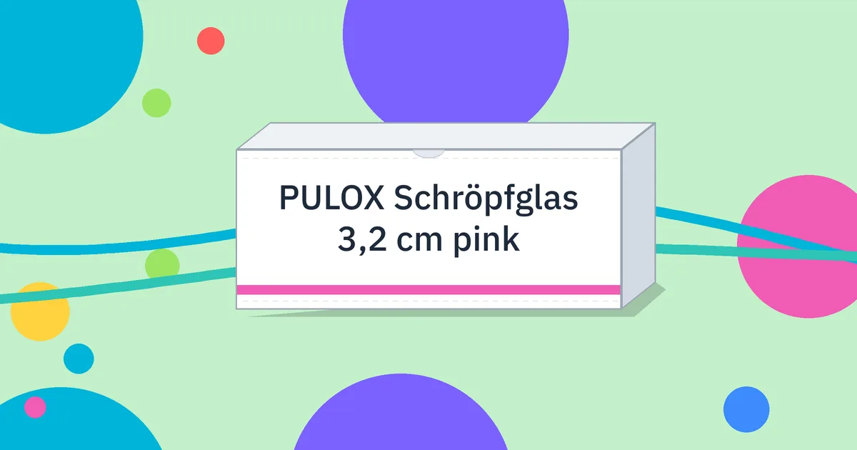 Symbolbild: Packung mit der Aufschrift PULOX Schröpfglas 3,2 cm pink (PZN 11676189) – Verfügbarkeit und Bezug in Apotheken in Frankfurt am Main