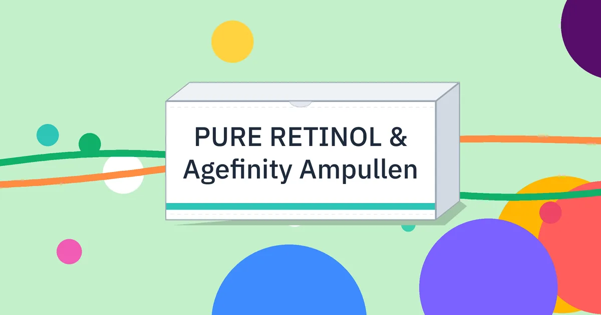 Symbolbild: Packung mit der Aufschrift PURE RETINOL & Agefinity Ampullen (PZN 20054044) – Verfügbarkeit und Bezug in Apotheken in Frankfurt am Main