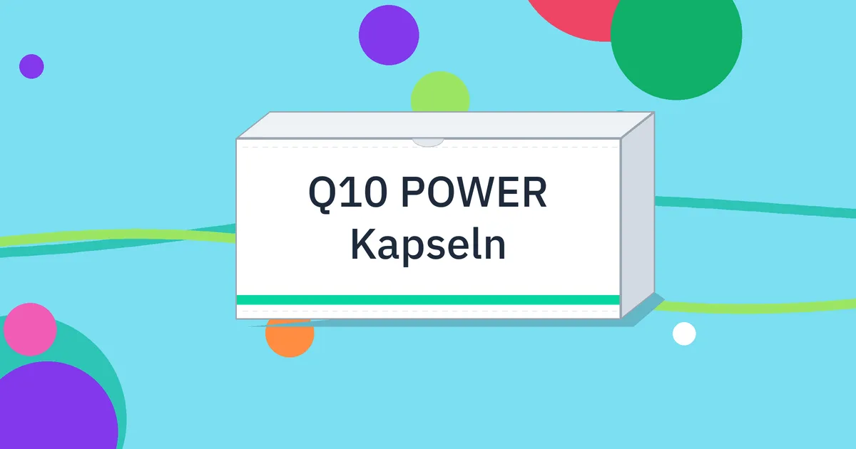 Symbolbild: Packung mit der Aufschrift Q10 POWER Kapseln (PZN 07576306) – Verfügbarkeit und Bezug in Apotheken in Frankfurt am Main