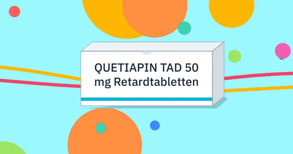 Symbolbild: Packung mit der Aufschrift QUETIAPIN TAD 50 mg Retardtabletten (PZN 13513563) – Verfügbarkeit und Bezug in Apotheken in Frankfurt am Main