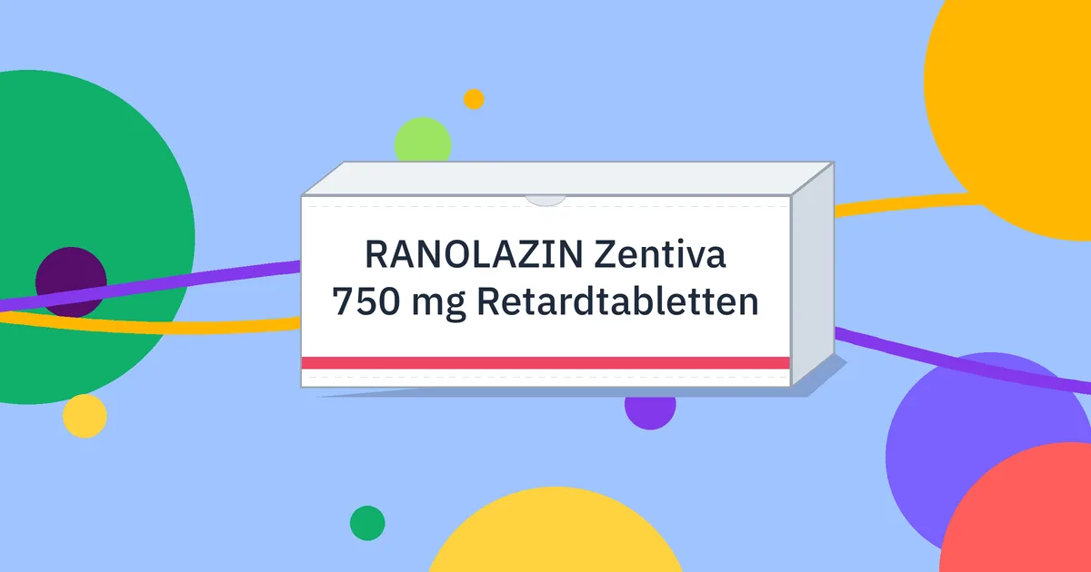 Symbolbild: Packung mit der Aufschrift RANOLAZIN Zentiva 750 mg Retardtabletten (PZN 18207718) – Verfügbarkeit und Bezug in Apotheken in Frankfurt am Main