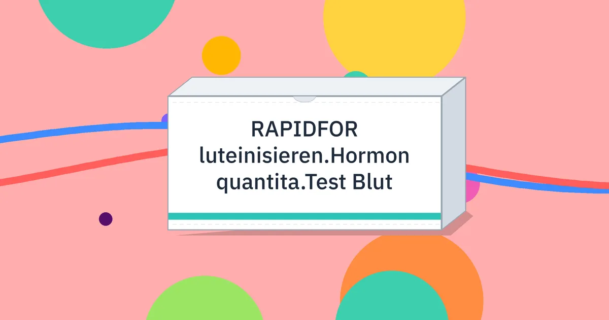 Symbolbild: Packung mit der Aufschrift RAPIDFOR luteinisieren.Hormon quantita.Test Blut (PZN 19756321) – Verfügbarkeit und Bezug in Apotheken in Frankfurt am Main