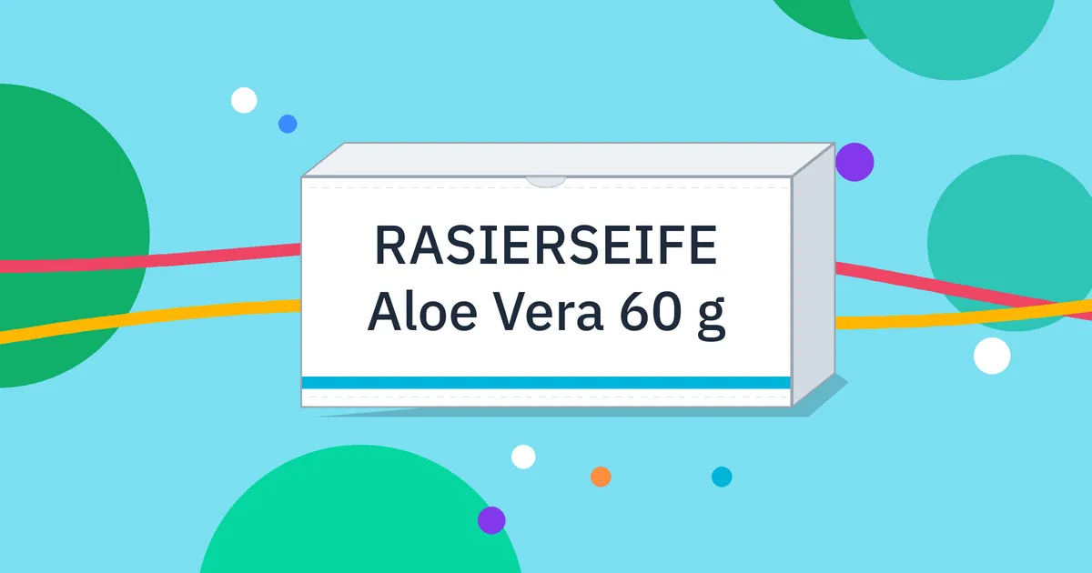 Symbolbild: Packung mit der Aufschrift RASIERSEIFE Aloe Vera 60 g (PZN 11524404) – Verfügbarkeit und Bezug in Apotheken in Frankfurt am Main