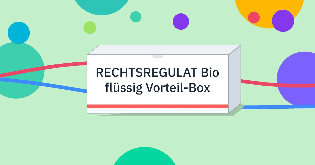Symbolbild: Packung mit der Aufschrift RECHTSREGULAT Bio flüssig Vorteil-Box (PZN 19843451) – Verfügbarkeit und Bezug in Apotheken in Frankfurt am Main