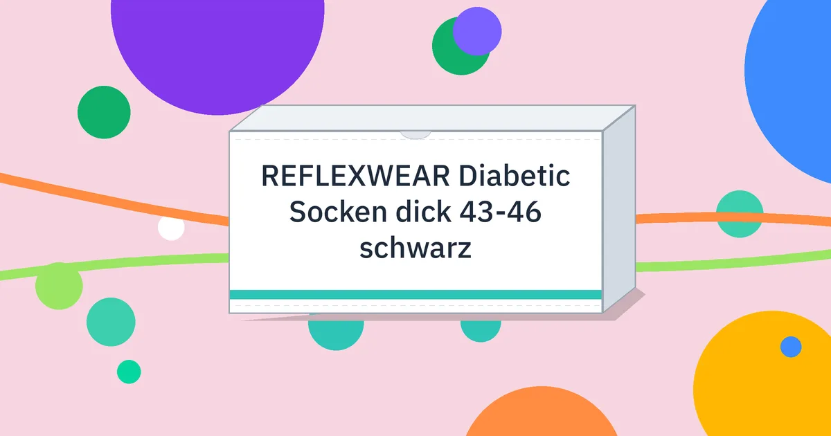 Symbolbild: Packung mit der Aufschrift REFLEXWEAR Diabetic Socken dick 43-46 schwarz (PZN 14400861) – Verfügbarkeit und Bezug in Apotheken in Frankfurt am Main