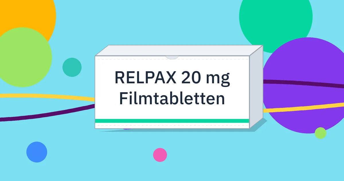 Symbolbild: Packung mit der Aufschrift RELPAX 20 mg Filmtabletten (PZN 03932810) – Verfügbarkeit und Bezug in Apotheken in Frankfurt am Main