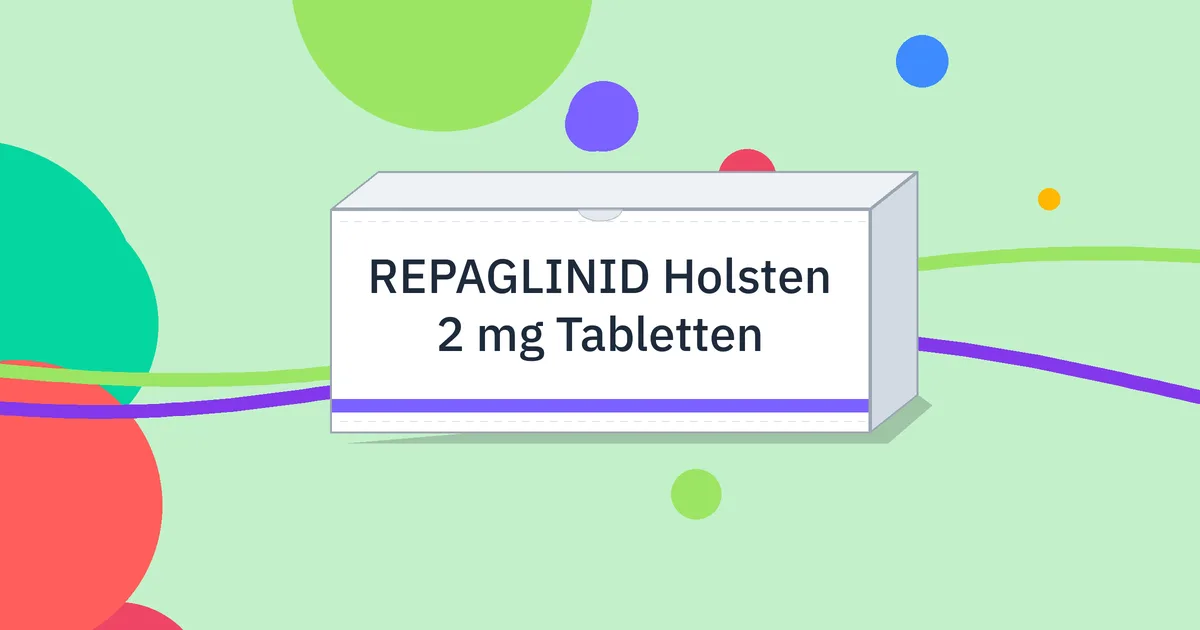 Symbolbild: Packung mit der Aufschrift REPAGLINID Holsten 2 mg Tabletten (PZN 12553313) – Verfügbarkeit und Bezug in Apotheken in Frankfurt am Main