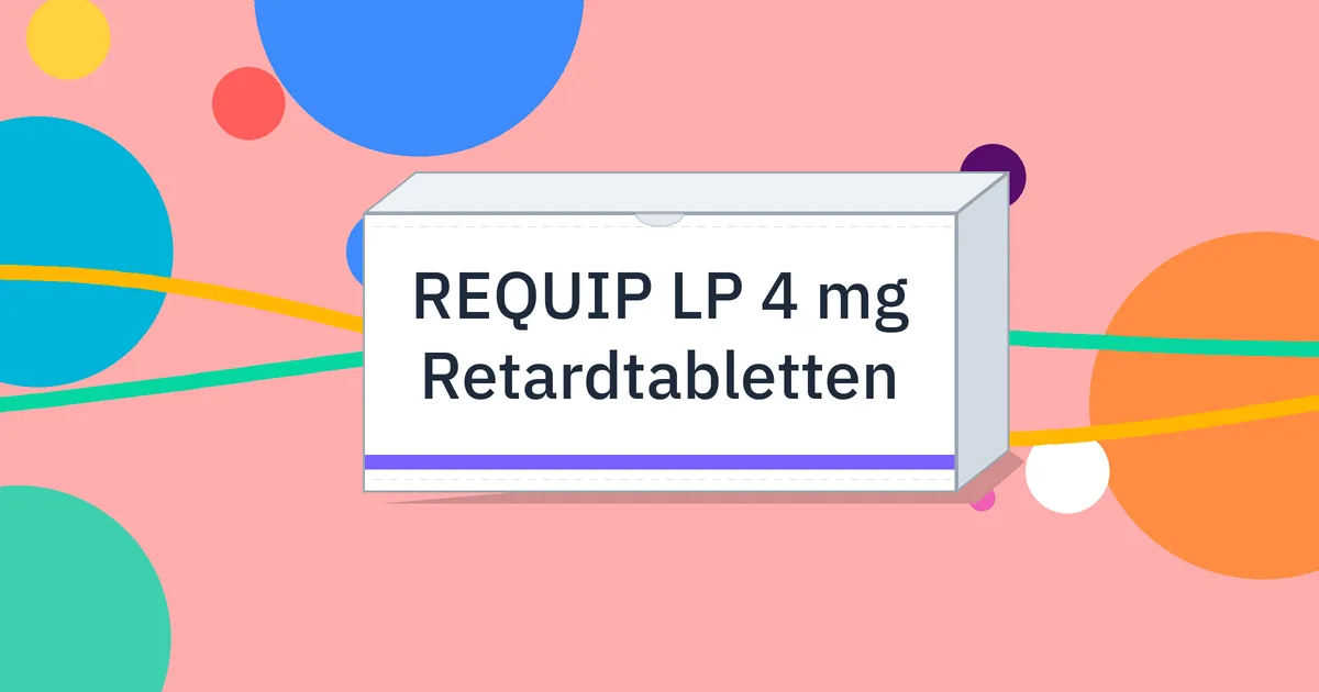 Symbolbild: Packung mit der Aufschrift REQUIP LP 4 mg Retardtabletten (PZN 00815759) – Verfügbarkeit und Bezug in Apotheken in Frankfurt am Main