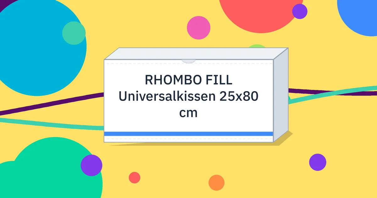 Symbolbild: Packung mit der Aufschrift RHOMBO FILL Universalkissen 25x80 cm (PZN 00504982) – Verfügbarkeit und Bezug in Apotheken in Frankfurt am Main
