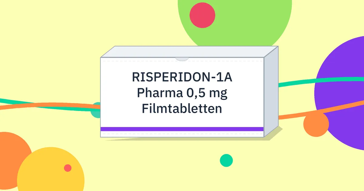 Symbolbild: Packung mit der Aufschrift RISPERIDON-1A Pharma 0,5 mg Filmtabletten (PZN 05992549) – Verfügbarkeit und Bezug in Apotheken in Frankfurt am Main