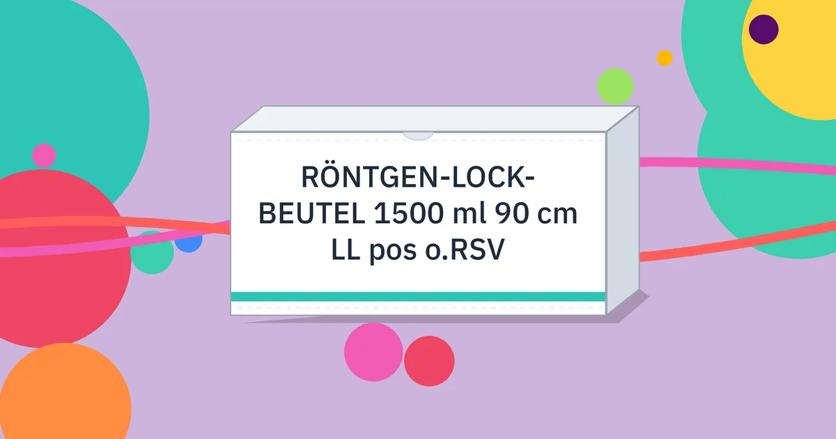 Symbolbild: Packung mit der Aufschrift RÖNTGEN-LOCK-BEUTEL 1500 ml 90 cm LL pos o.RSV (PZN 17489442) – Verfügbarkeit und Bezug in Apotheken in Frankfurt am Main