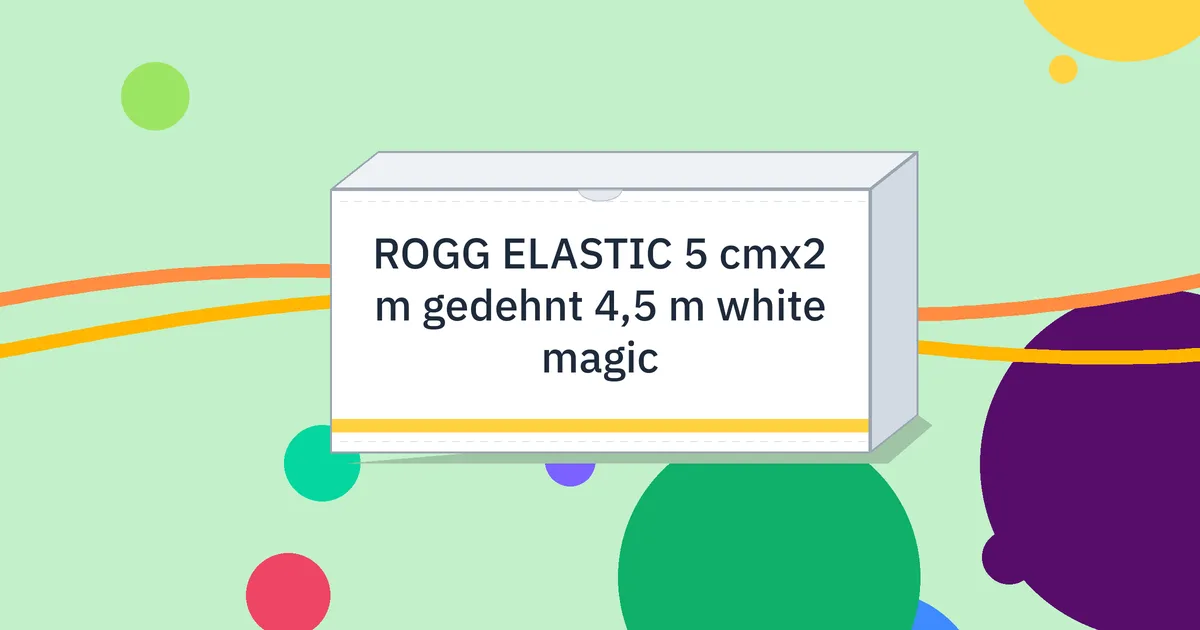 Symbolbild: Packung mit der Aufschrift ROGG ELASTIC 5 cmx2 m gedehnt 4,5 m white magic (PZN 15301575) – Verfügbarkeit und Bezug in Apotheken in Frankfurt am Main