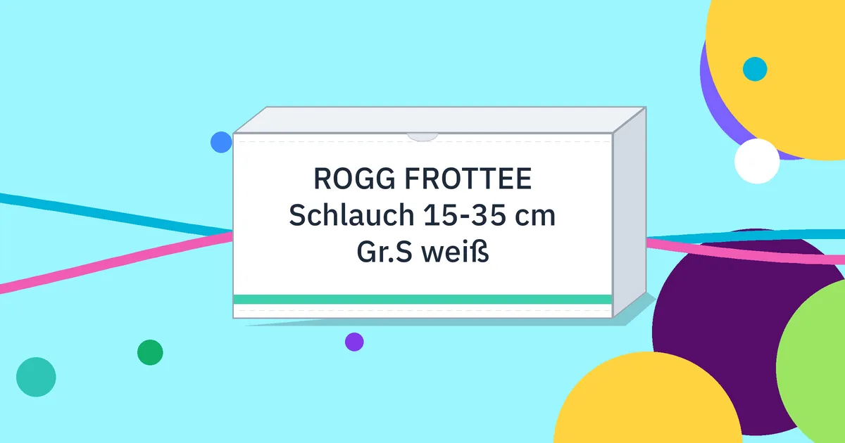 Symbolbild: Packung mit der Aufschrift ROGG FROTTEE Schlauch 15-35 cm Gr.S weiß (PZN 05963045) – Verfügbarkeit und Bezug in Apotheken in Frankfurt am Main