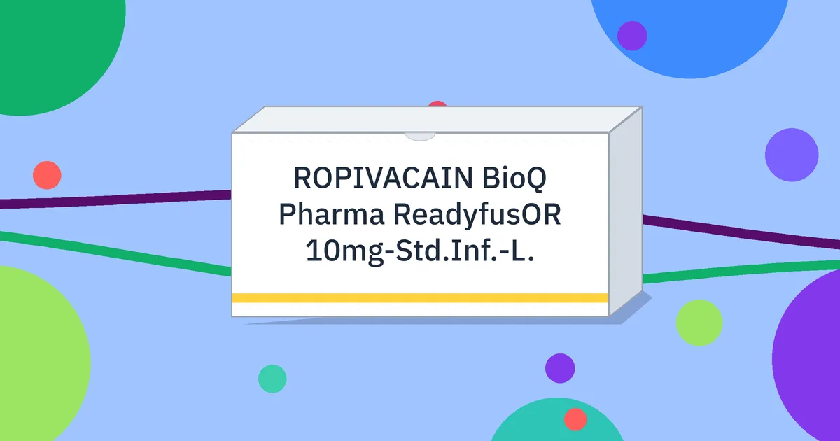 Symbolbild: Packung mit der Aufschrift ROPIVACAIN BioQ Pharma ReadyfusOR 10mg-Std.Inf.-L. (PZN 14303394) – Verfügbarkeit und Bezug in Apotheken in Frankfurt am Main