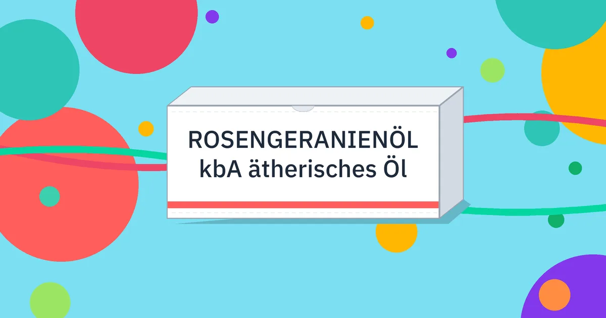 Symbolbild: Packung mit der Aufschrift ROSENGERANIENÖL kbA ätherisches Öl (PZN 06872037) – Verfügbarkeit und Bezug in Apotheken in Frankfurt am Main