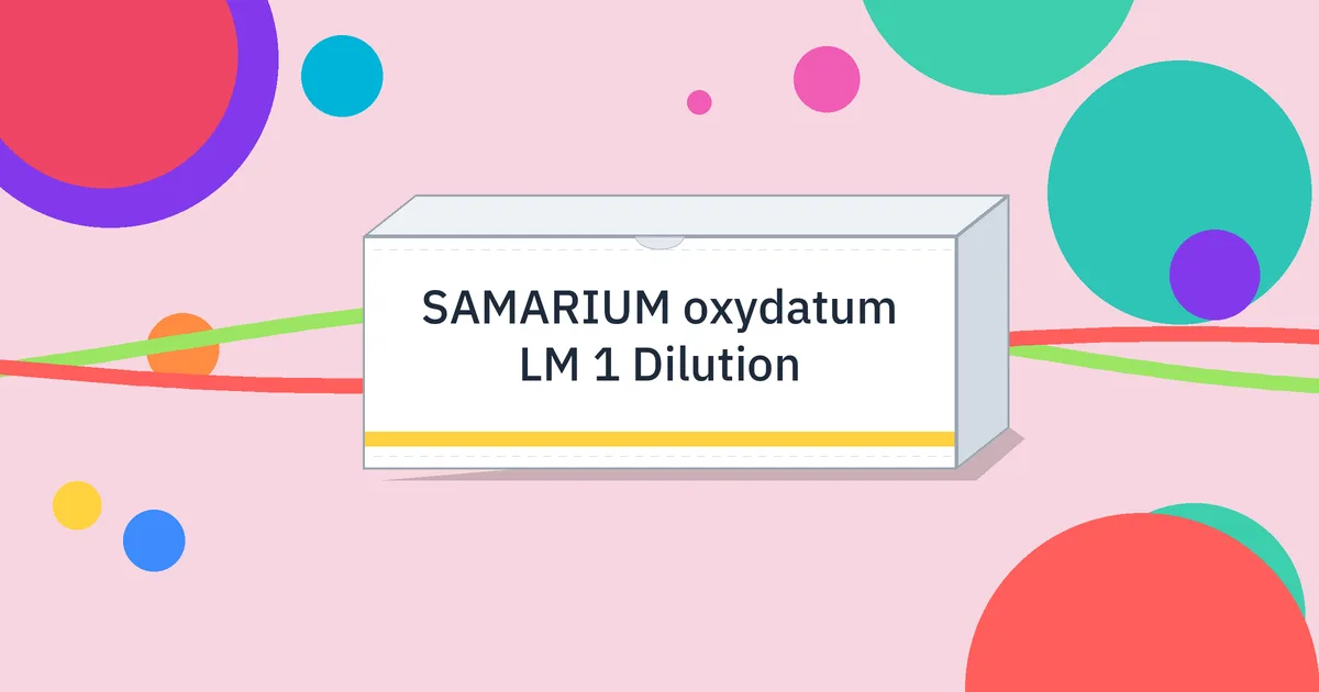 Symbolbild: Packung mit der Aufschrift SAMARIUM oxydatum LM 1 Dilution (PZN 13682283) – Verfügbarkeit und Bezug in Apotheken in Frankfurt am Main