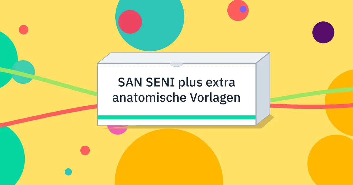Symbolbild: Packung mit der Aufschrift SAN SENI plus extra anatomische Vorlagen (PZN 10835763) – Verfügbarkeit und Bezug in Apotheken in Frankfurt am Main