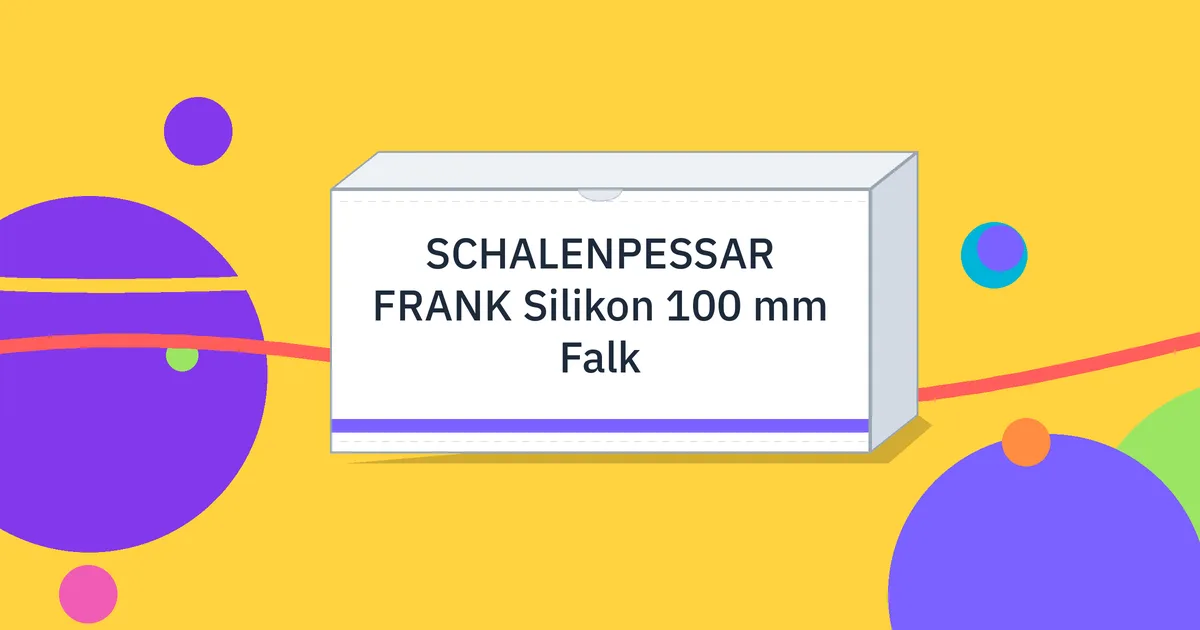 Symbolbild: Packung mit der Aufschrift SCHALENPESSAR FRANK Silikon 100 mm Falk (PZN 03279451) – Verfügbarkeit und Bezug in Apotheken in Frankfurt am Main
