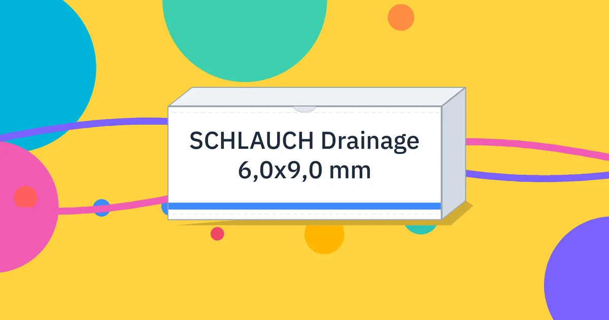 Symbolbild: Packung mit der Aufschrift SCHLAUCH Drainage 6,0x9,0 mm (PZN 02443612) – Verfügbarkeit und Bezug in Apotheken in Frankfurt am Main