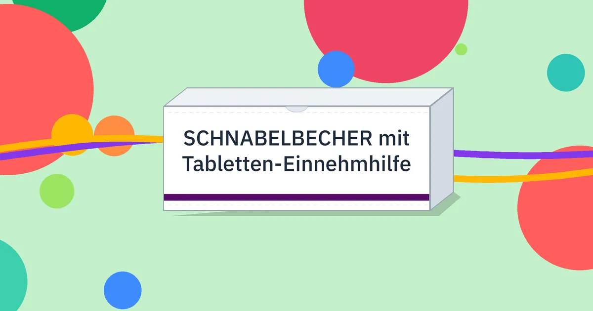 Symbolbild: Packung mit der Aufschrift SCHNABELBECHER mit Tabletten-Einnehmhilfe (PZN 16868999) – Verfügbarkeit und Bezug in Apotheken in Frankfurt am Main
