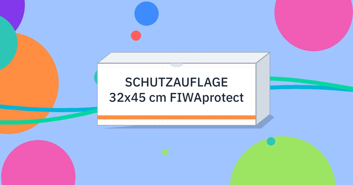 Symbolbild: Packung mit der Aufschrift SCHUTZAUFLAGE 32x45 cm FIWAprotect (PZN 11859493) – Verfügbarkeit und Bezug in Apotheken in Frankfurt am Main