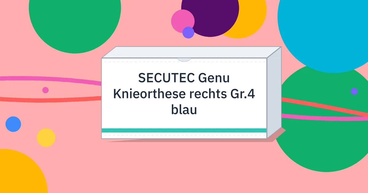 Symbolbild: Packung mit der Aufschrift SECUTEC Genu Knieorthese rechts Gr.4 blau (PZN 12511237) – Verfügbarkeit und Bezug in Apotheken in Frankfurt am Main