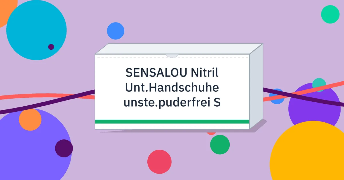 Symbolbild: Packung mit der Aufschrift SENSALOU Nitril Unt.Handschuhe unste.puderfrei S (PZN 18740708) – Verfügbarkeit und Bezug in Apotheken in Frankfurt am Main