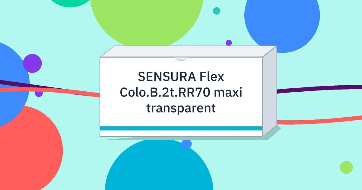 Symbolbild: Packung mit der Aufschrift SENSURA Flex Colo.B.2t.RR70 maxi transparent (PZN 03067281) – Verfügbarkeit und Bezug in Apotheken in Frankfurt am Main