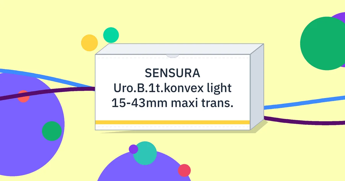 Symbolbild: Packung mit der Aufschrift SENSURA Uro.B.1t.konvex light 15-43mm maxi trans. (PZN 07205254) – Verfügbarkeit und Bezug in Apotheken in Frankfurt am Main