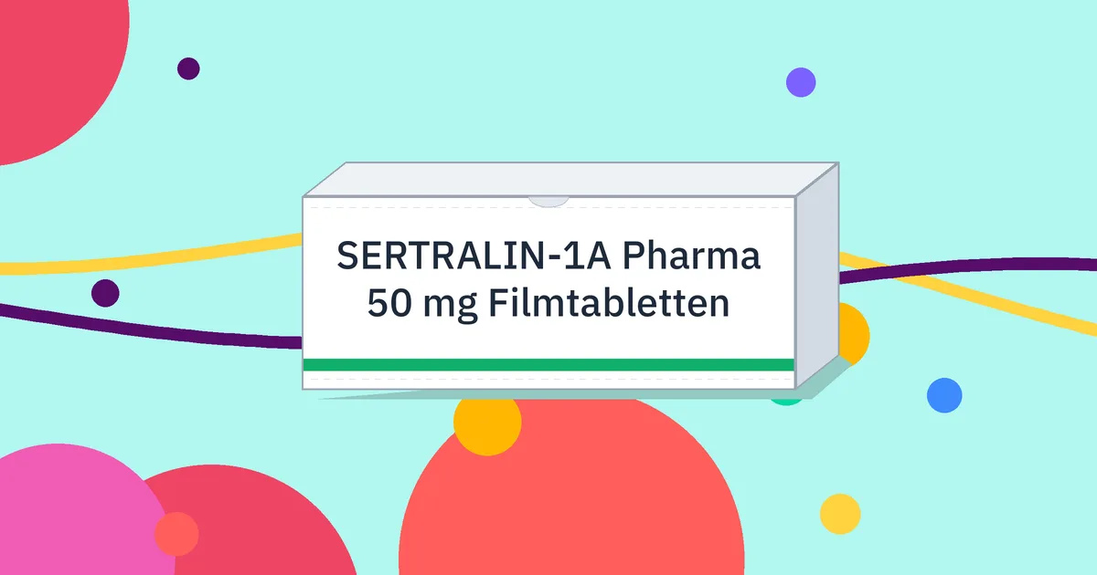 Symbolbild: Packung mit der Aufschrift SERTRALIN-1A Pharma 50 mg Filmtabletten (PZN 01807124) – Verfügbarkeit und Bezug in Apotheken in Frankfurt am Main
